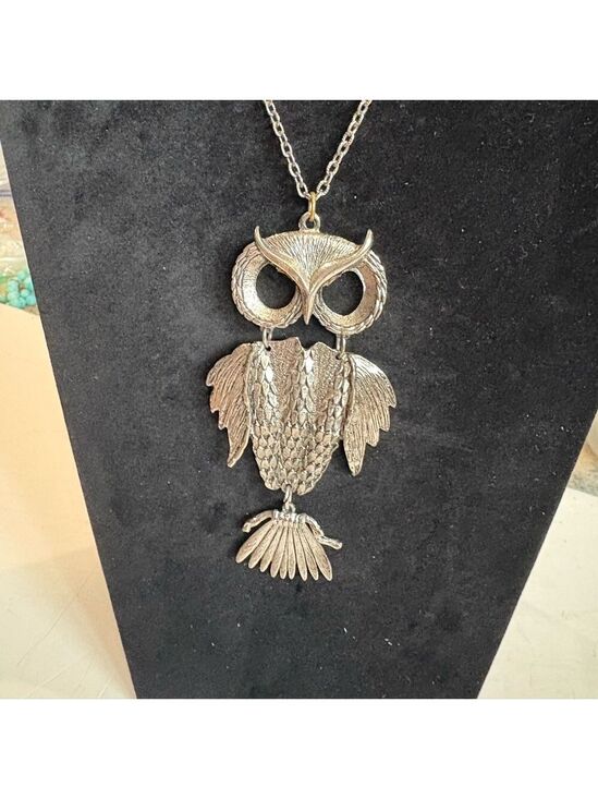 Jewelry | Silver Tone Owl Pendant Necklace Articulated Statement Piece ...